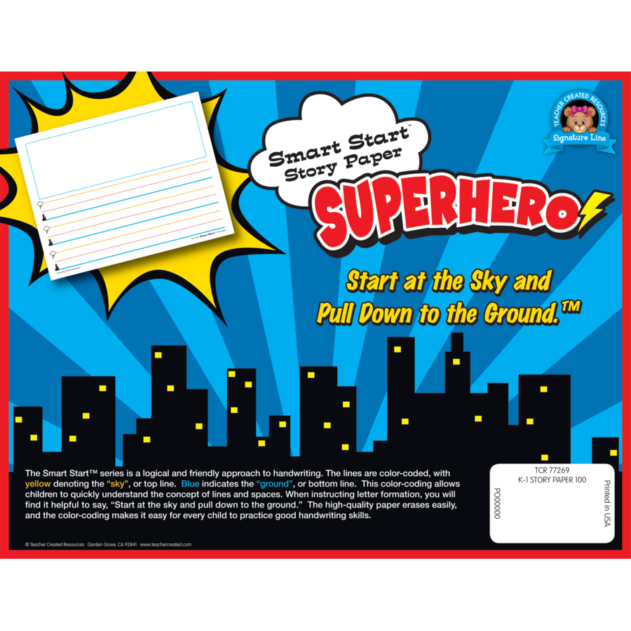 Superhero Smart Start K-1 Story Paper: 100 Sheets - TCR77269 | Teacher ...
