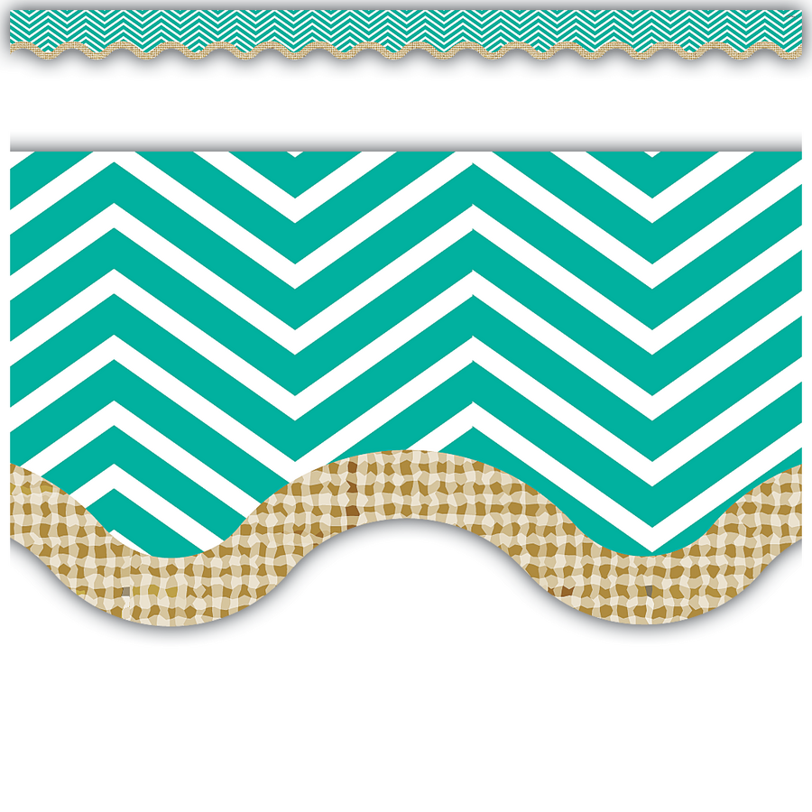 Chevron Burlap Scalloped Border Trim - TCR63279 | Teacher Created Resources