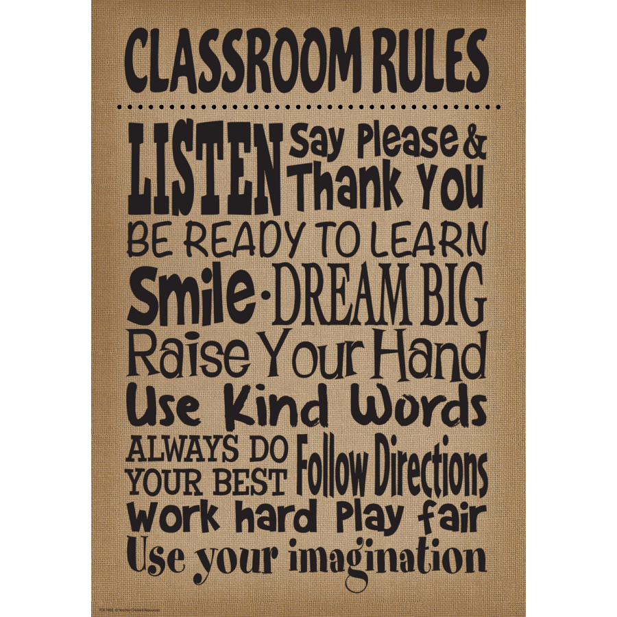 Burlap Classroom Rules Positive Poster - TCR7403 | Teacher Created ...