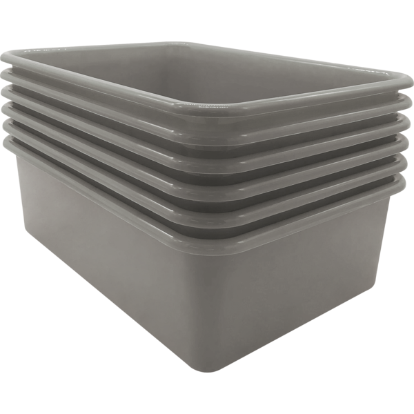 Gray Large Plastic Storage Bin 6 pack - TCR2088599 | Teacher Created ...