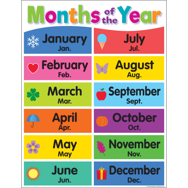 Colorful Months of the Year Chart - TCR7490 | Teacher Created Resources Colorful Months of the Year Chart - TCR7490 | Teacher Created Resources
