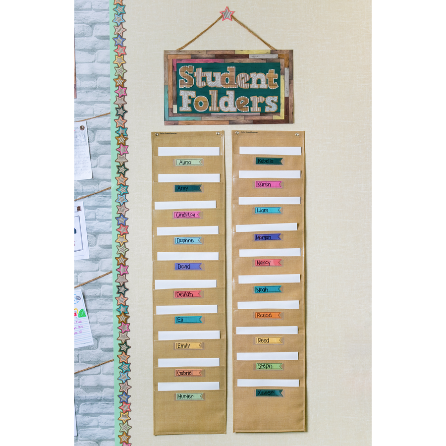 Burlap 10 Pocket File Storage Pocket Chart - TCR20840 | Teacher Created ...