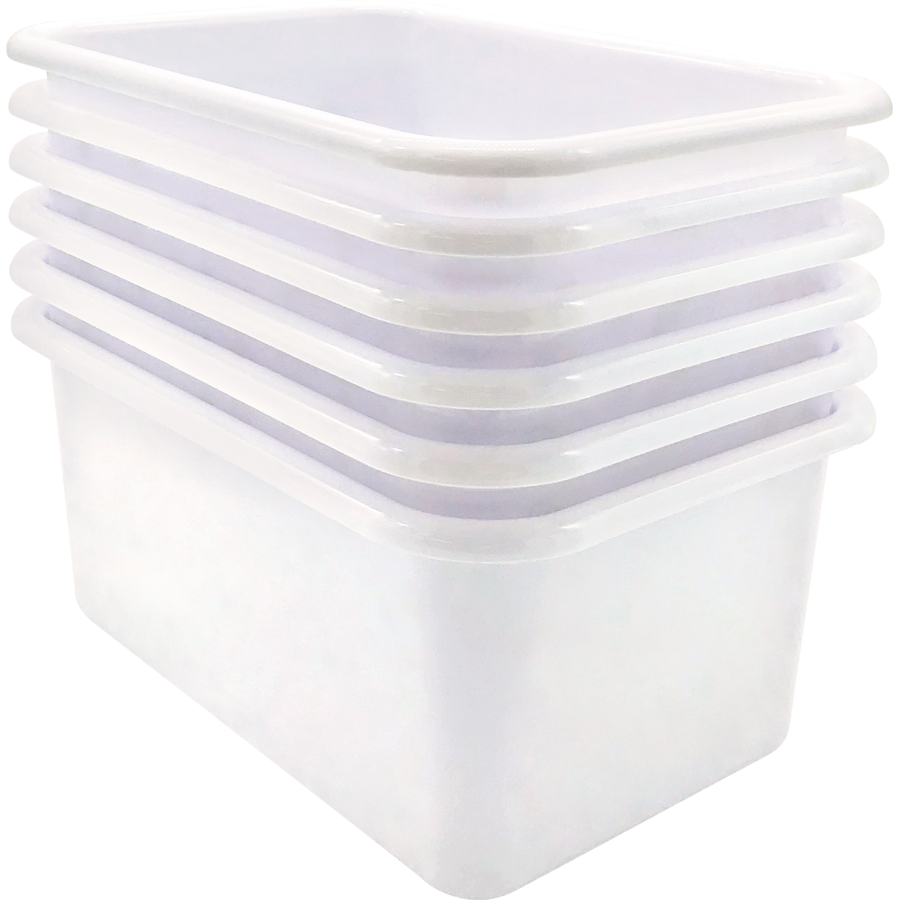 White Small Plastic Storage Bin 6 Pack - TCR2088585 | Teacher Created ...