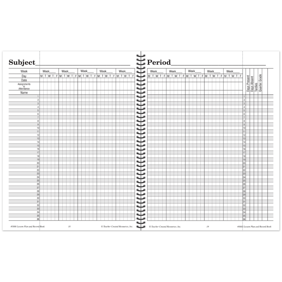 Lesson Plan and Record Book - TCR3008 | Teacher Created Resources