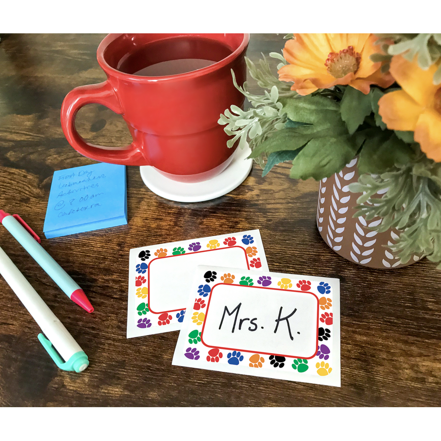 Colorful Paw Prints Name Tags Labels TCR5168 Teacher Created Resources