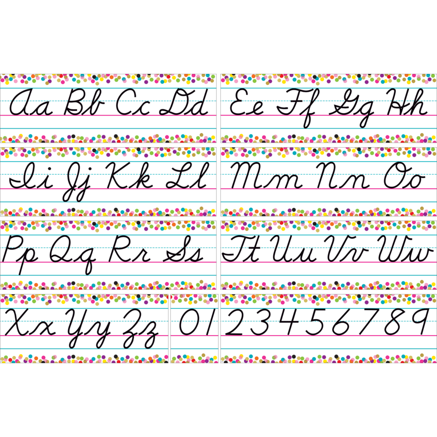 Confetti Cursive Writing Bulletin Board Display Set TCR8764 Teacher 