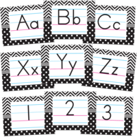Black & White Chevrons and Dots Alphabet Bulletin Board - TCR5573 ...