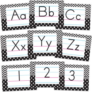Black & White Chevrons and Dots Alphabet Bulletin Board - TCR5573 ...