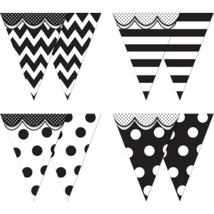 Big Bold Black & White Pennants - TCR74775 | Teacher Created Resources