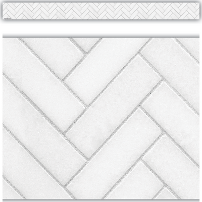 Modern Farmhouse White Herringbone Straight Border Trim - TCR8514 ...