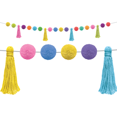 Colorful Pom-Poms and Tassels Garland - TCR8901 | Teacher Created Resources