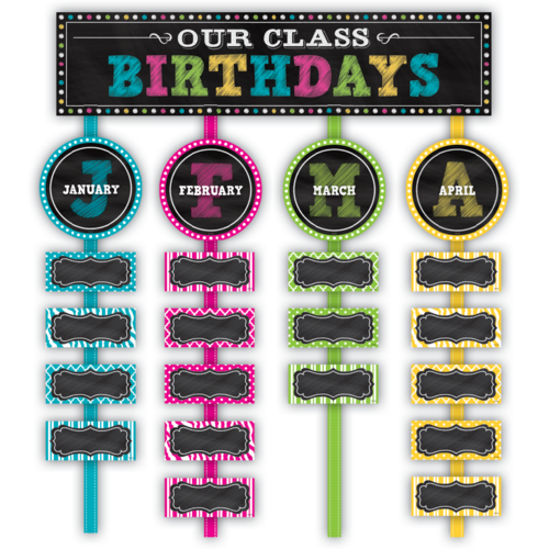 Chalkboard Brights Our Class Birthdays Mini Bulletin Board - TCR5506 ...