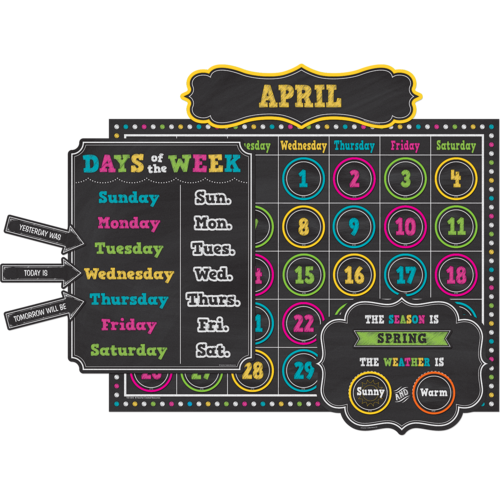 Chalkboard Brights Calendar Bulletin Board Display Set - TCR5615 ...