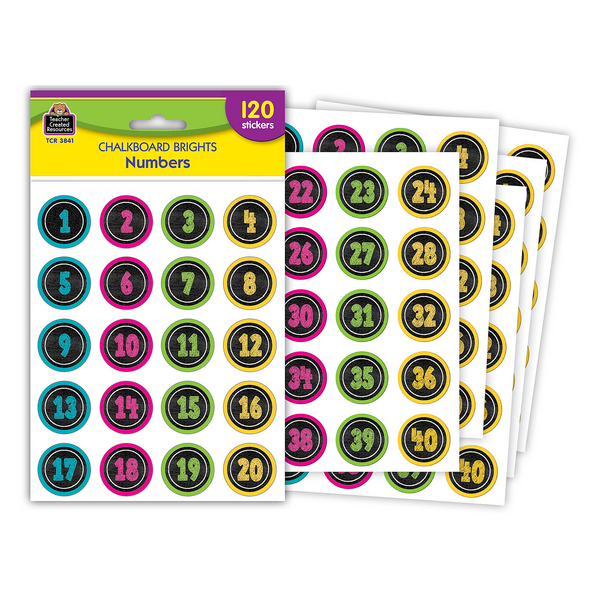 Chalkboard Brights Numbers Stickers - TCR3841 | Teacher Created Resources