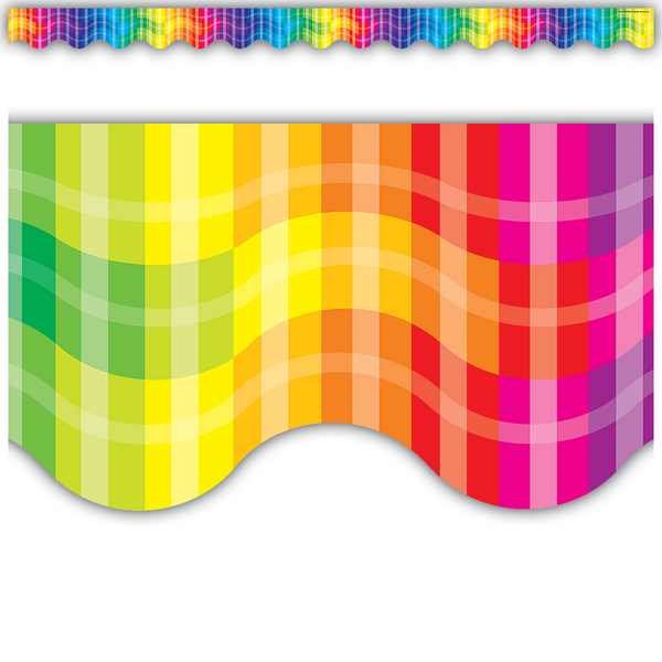 Checks Wave Rainbow Border Trim - TCR4686 | Teacher Created Resources