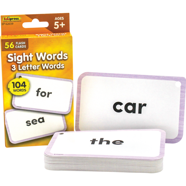 Sight Words Flash Cards - 3 Letter Words - TCR62039 | Teacher Created ...