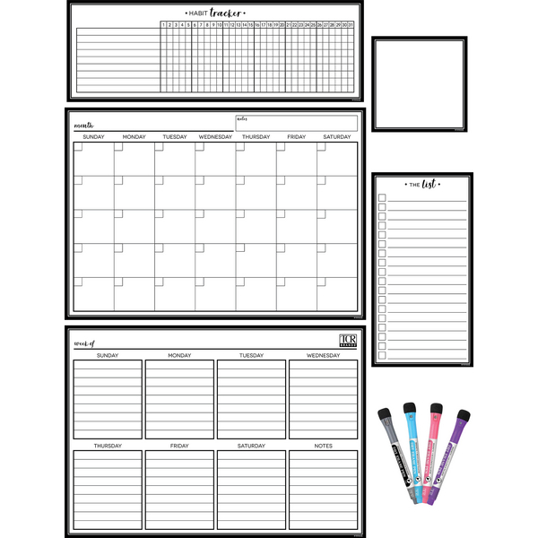 Black & White Dry-Erase Magnetic Calendar Set - TCR77407 | Teacher ...