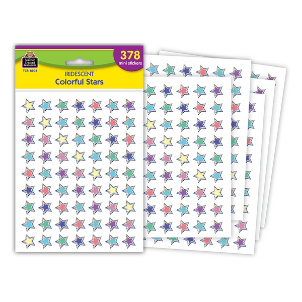 Iridescent Colorful Stars Mini Stickers - TCR8706 | Teacher Created ...