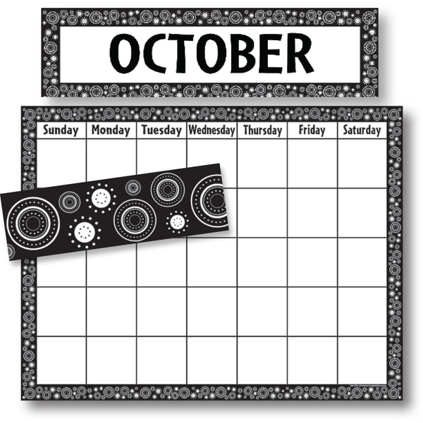 Black/White Crazy Circles Calendar Set - TCR9946 | Teacher Created ...