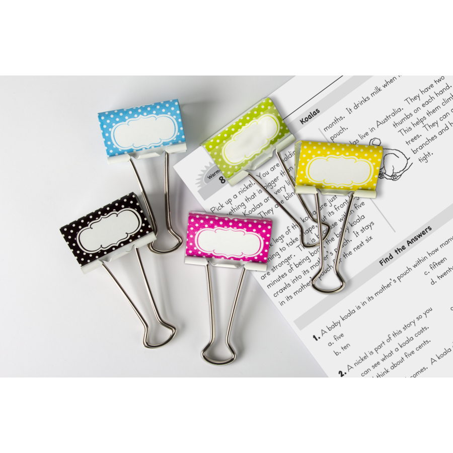 Fill-in Polka Dots Large Binder Clips - TCR20667 | Teacher Created ...