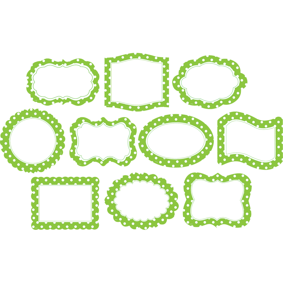 Lime Polka Dots Frames Accents - TCR4475 | Teacher Created Resources