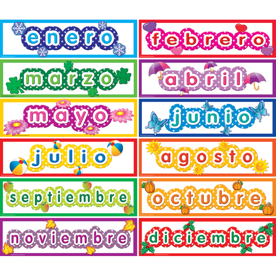 Polka Dot Monthly (Spanish) Headliners - TCR4487 | Teacher Created ...