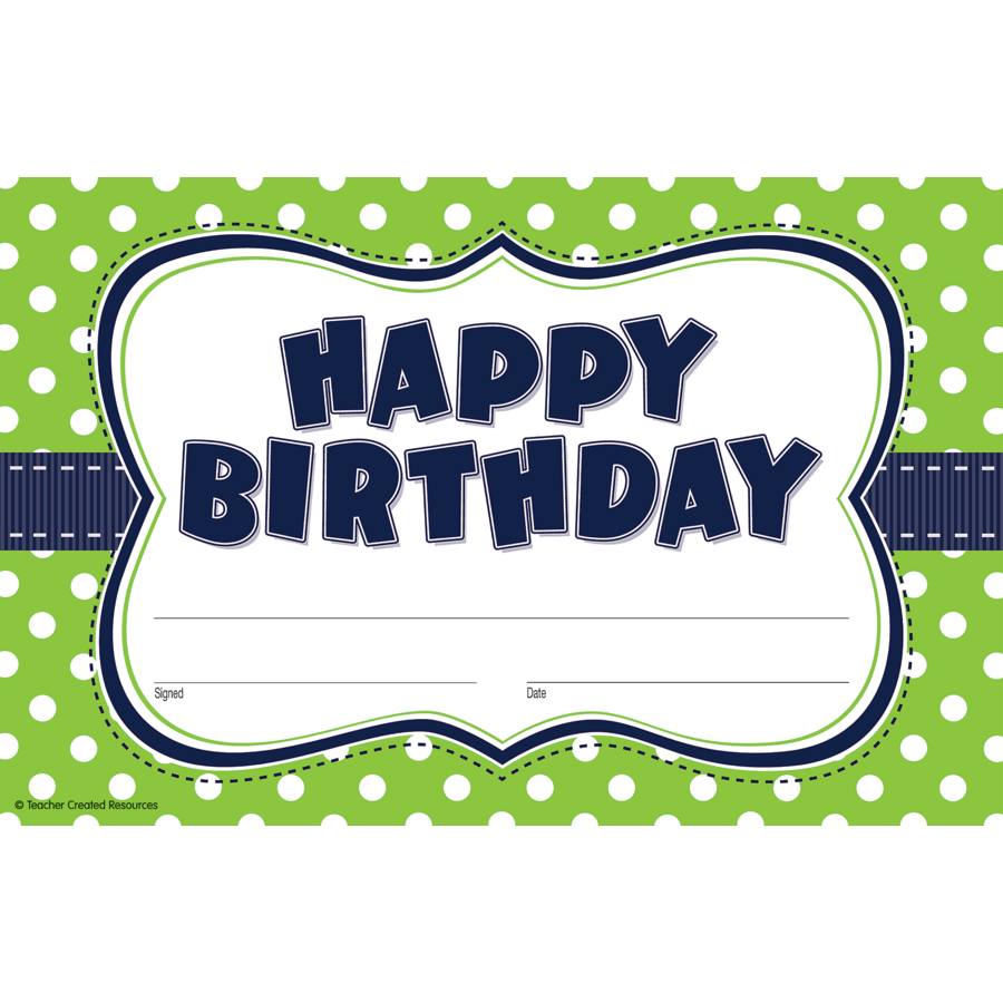 Lime Polka Dots Birthday Awards - TCR4771 | Teacher Created Resources