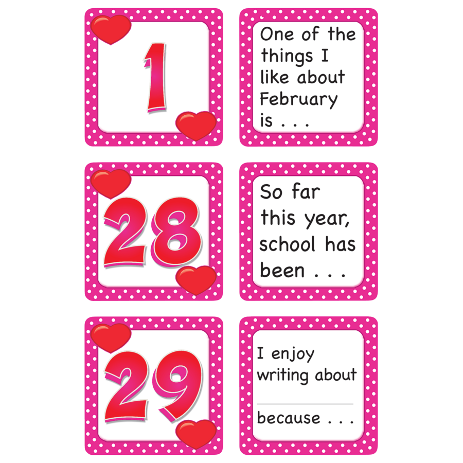 February Polka Dots Calendar Days/Story Starters - TCR5076 | Teacher ...