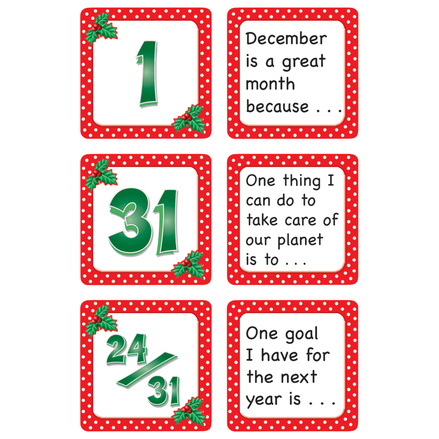 December Polka Dots Calendar Days/Story Starters - TCR5086 | Teacher ...