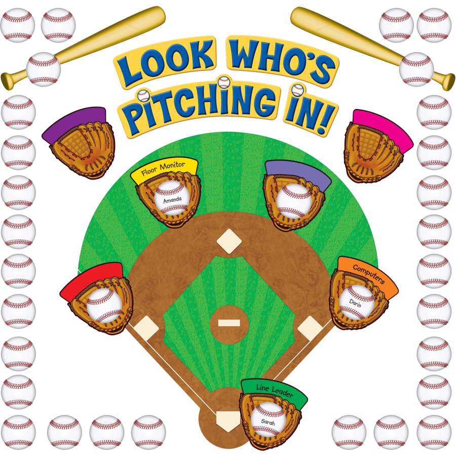 Look Who's Pitching In Bulletin Board Display Set - TCR5318 | Teacher ...
