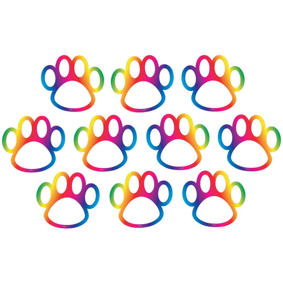 Rainbow Paw Prints Accents - TCR5391 | Teacher Created Resources