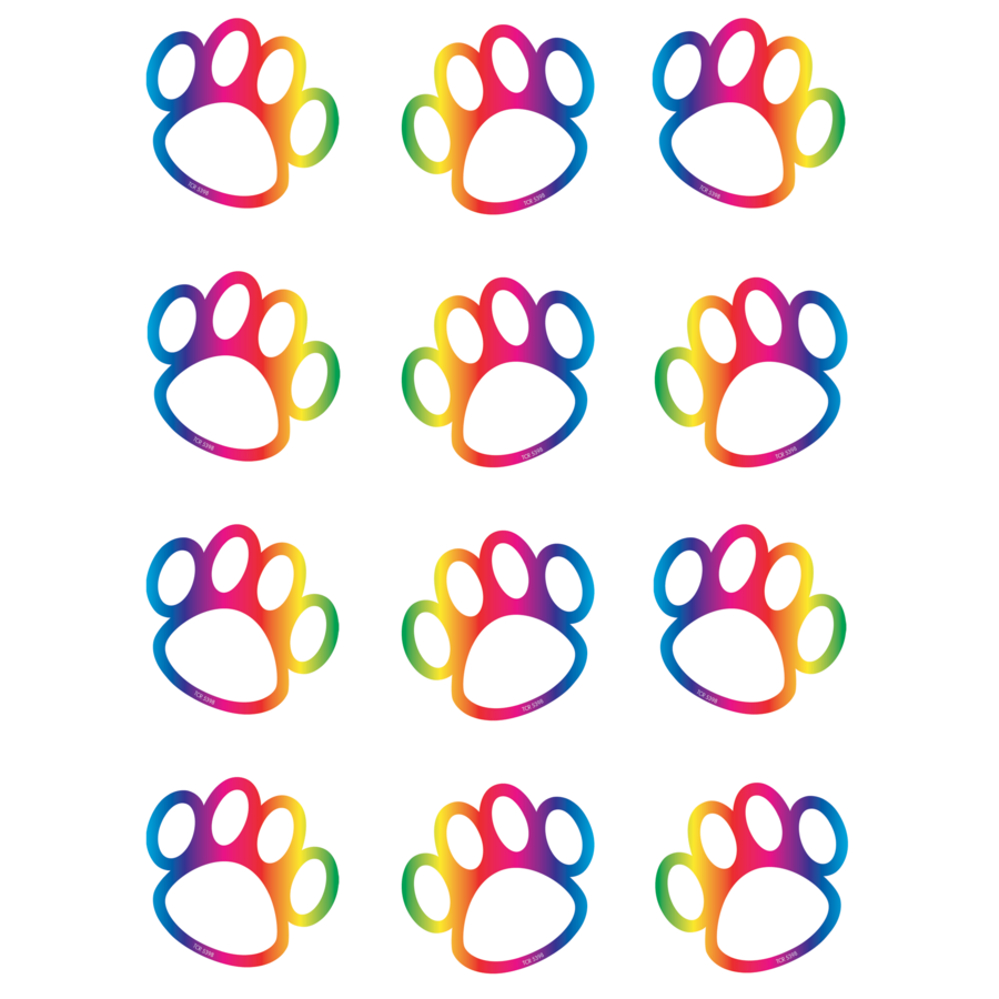 Rainbow Paw Prints Mini Accents - TCR5398 | Teacher Created Resources