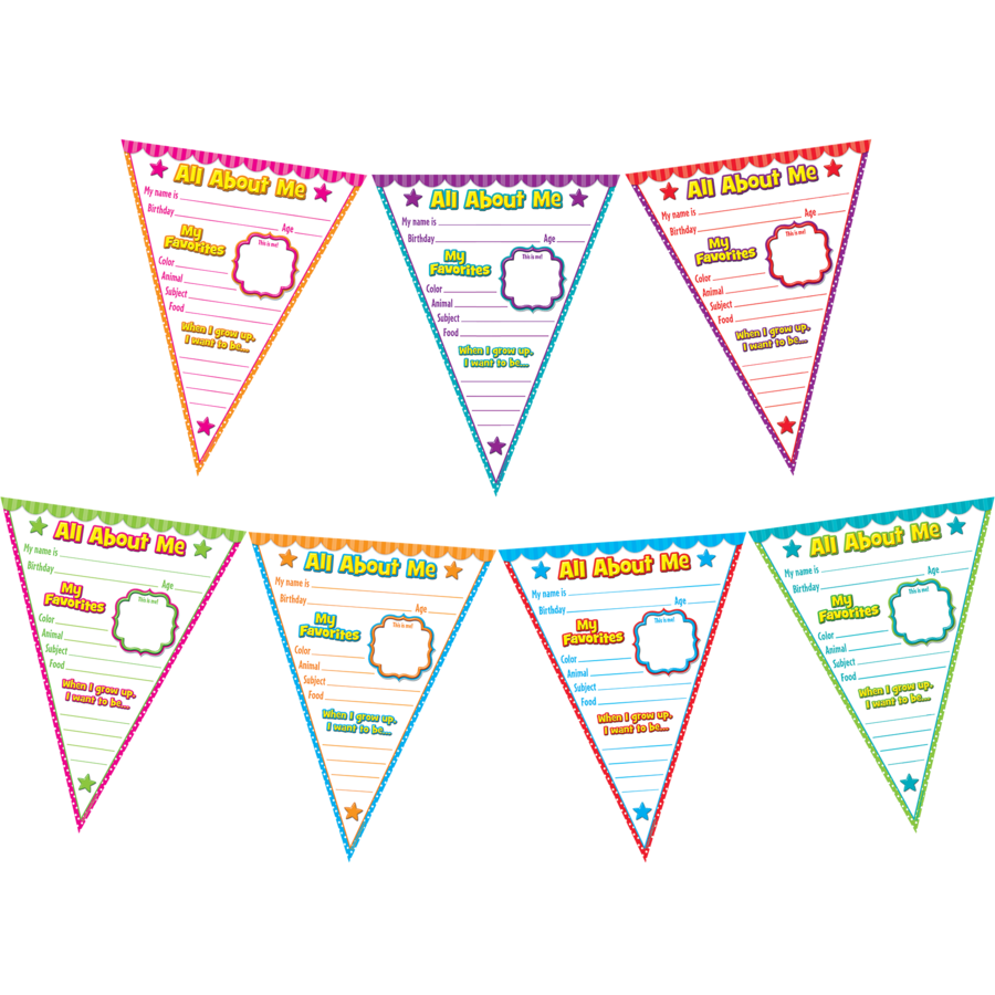 All About Me Pennants Bulletin Board Display Set - TCR5578 | Teacher ...