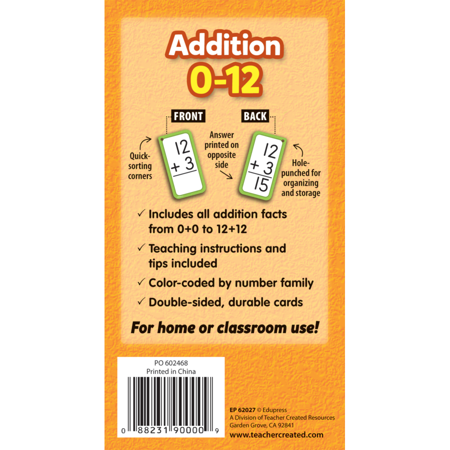Addition Flash Cards All Facts 0 12 TCR62027 Teacher Created