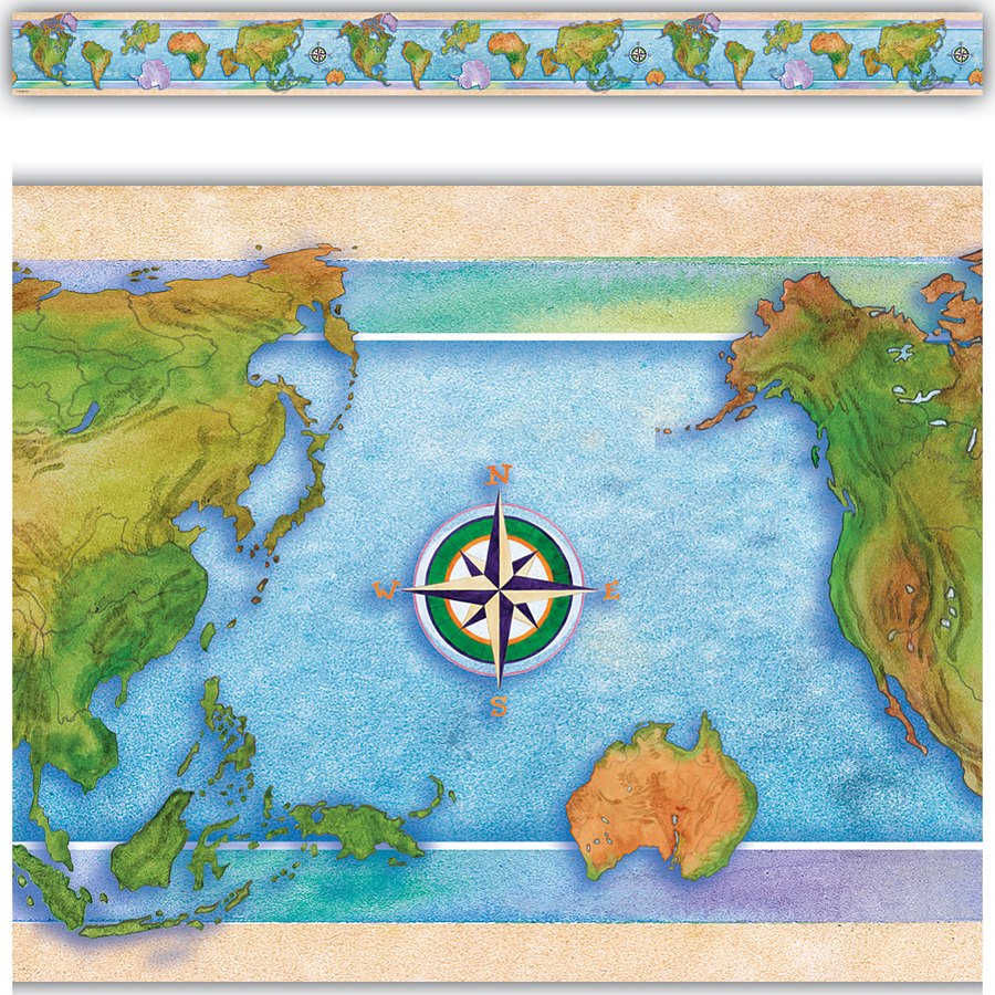 World Continents Straight Border Trim - TCR63304 | Teacher Created ...