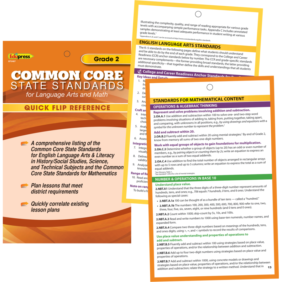 Quick Flip Reference for Common Core State Standards Grade 2 - TCR63487 ...