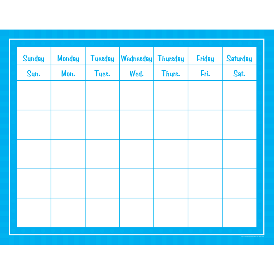 Blue Sassy Solids Calendar Grid - TCR74803 | Teacher Created Resources