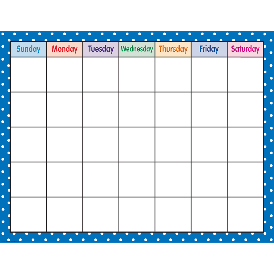 Blue Polka Dots Calendar Chart - TCR7710 | Teacher Created Resources