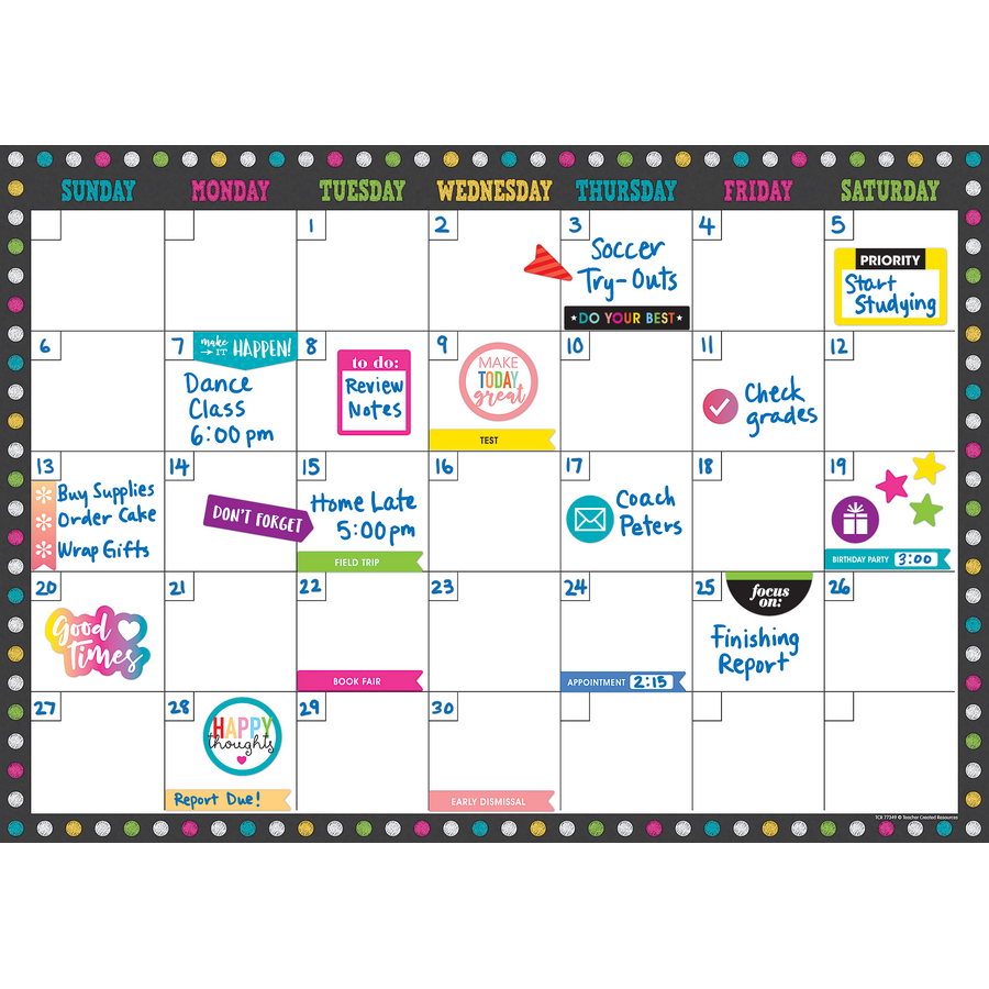 Clingy Thingies Chalkboard Brights Calendar Set - TCR77349 | Teacher ...