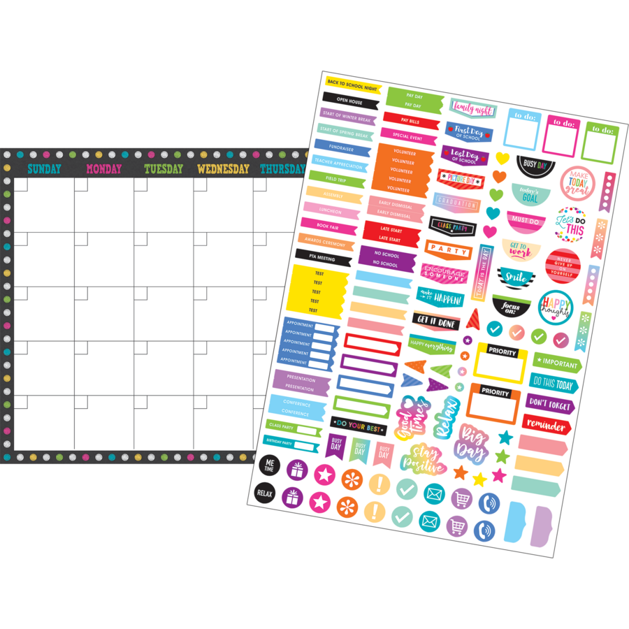 Clingy Thingies Chalkboard Brights Calendar Set - TCR77349 | Teacher ...