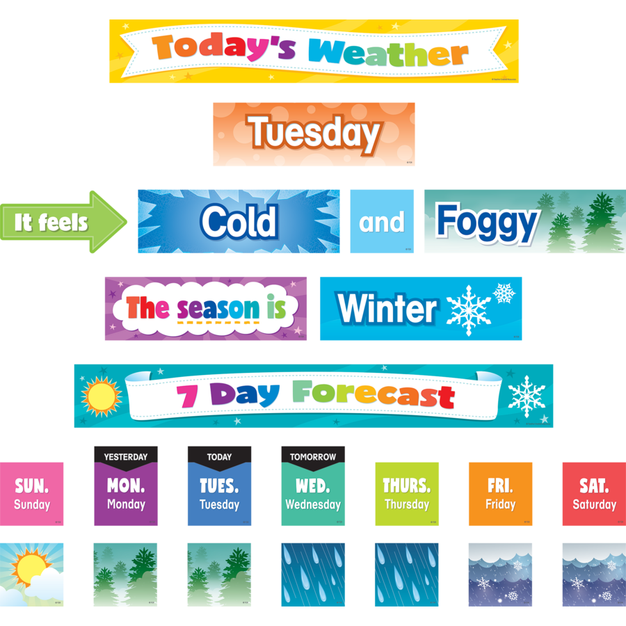 Colorful Weather Pocket Chart Cards - TCR8346 | Teacher Created Resources
