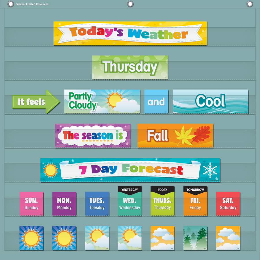 Colorful Weather Pocket Chart Cards - TCR8346 | Teacher Created Resources