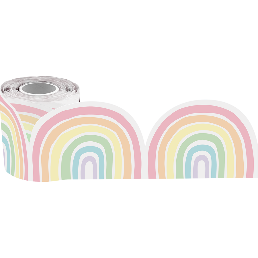 Pastel Pop Rainbows Die-Cut Rolled Border Trim - TCR9160 | Teacher ...