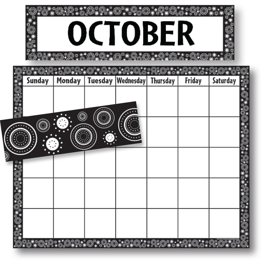 Black/White Crazy Circles Calendar Set - TCR9946 | Teacher Created ...