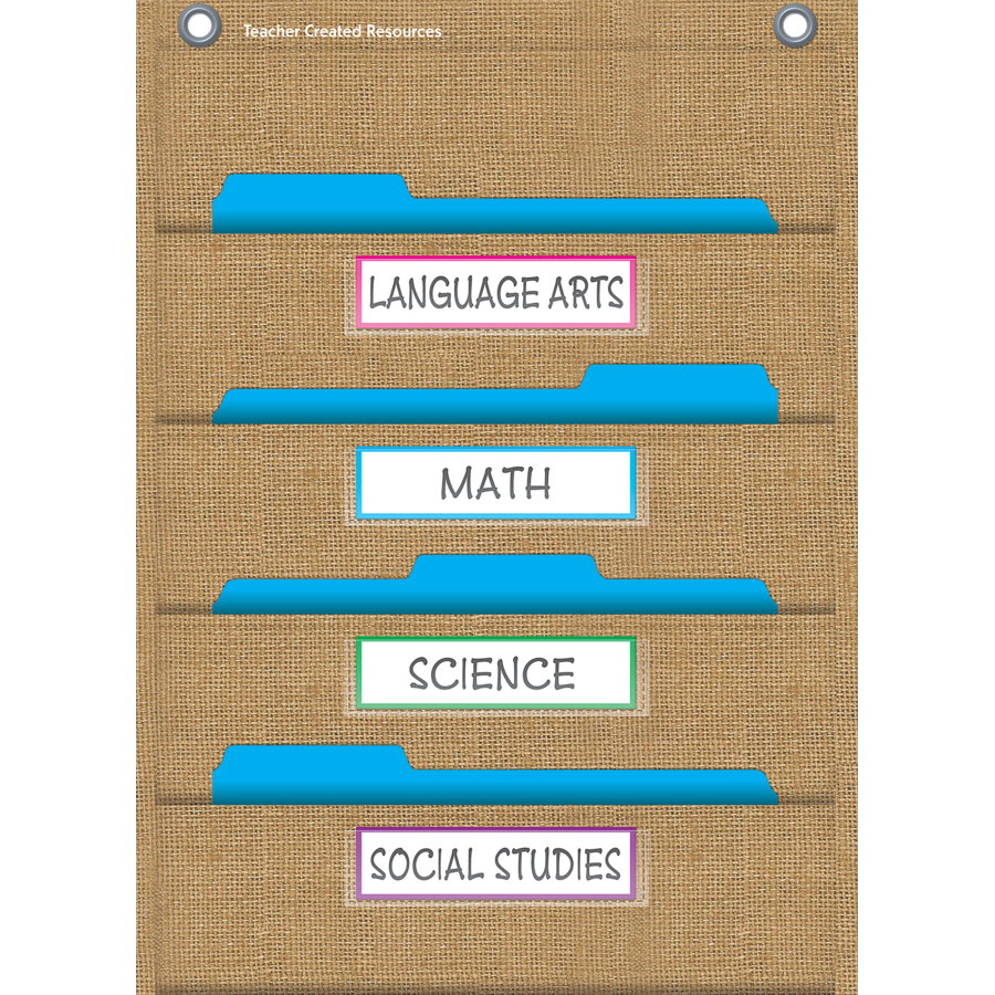 Burlap 10 Pocket File Storage Pocket Chart - TCR20840 | Teacher Created ...