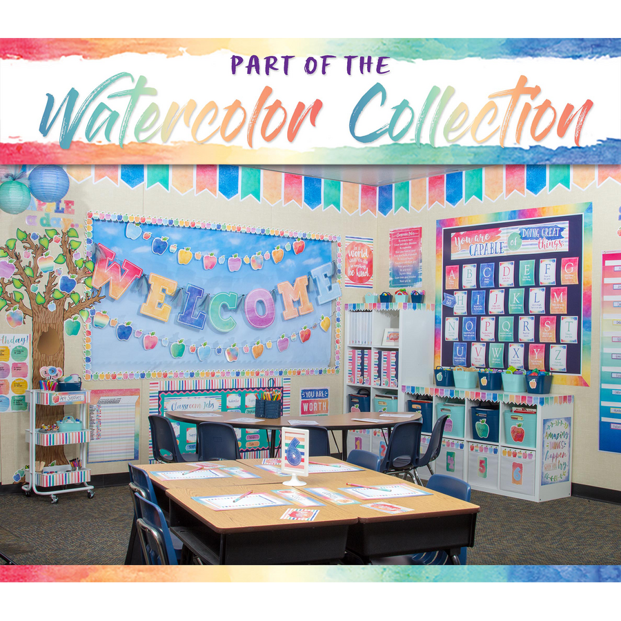 Watercolor Pennants Die-Cut Border Trim - TCR3572 | Teacher Created ...
