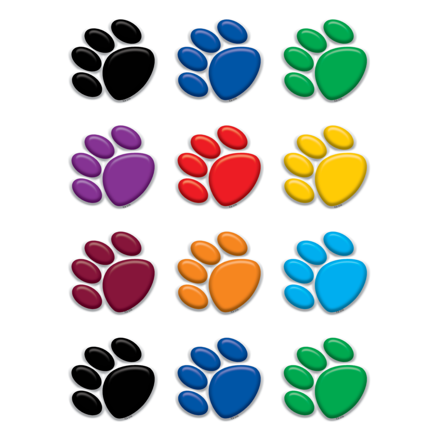 Colorful Paw Prints Mini Accents - TCR5116 | Teacher Created Resources