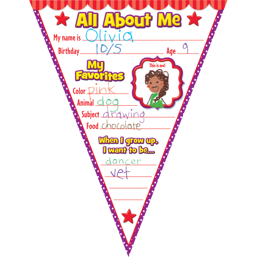 All About Me Pennants Bulletin Board Display Set - TCR5578 | Teacher ...
