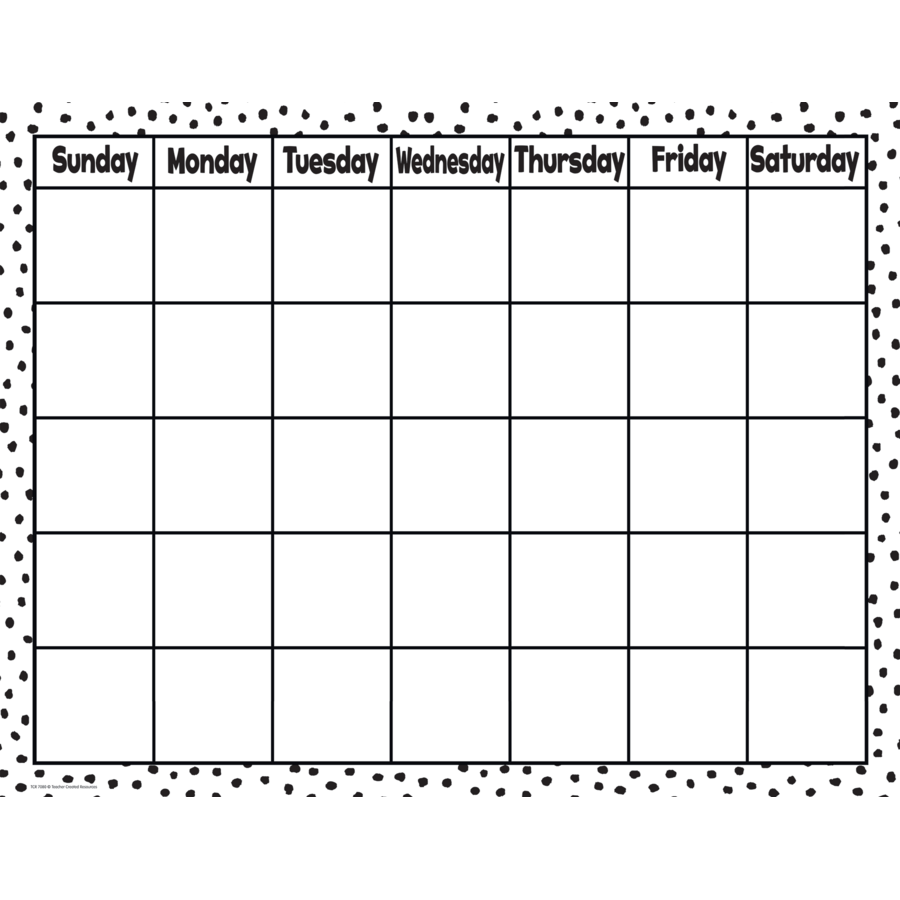 Black Painted Dots on White Calendar Chart - TCR7080 | Teacher Created ...