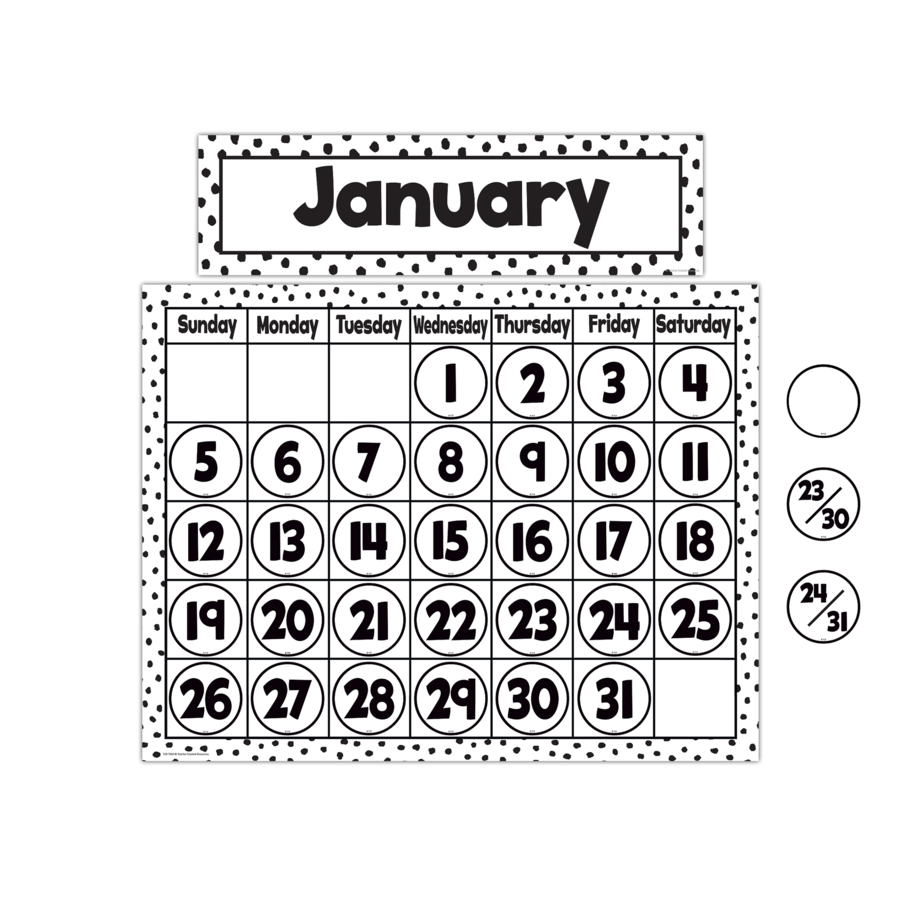 Black Painted Dots on White Calendar Chart - TCR7080 | Teacher Created ...